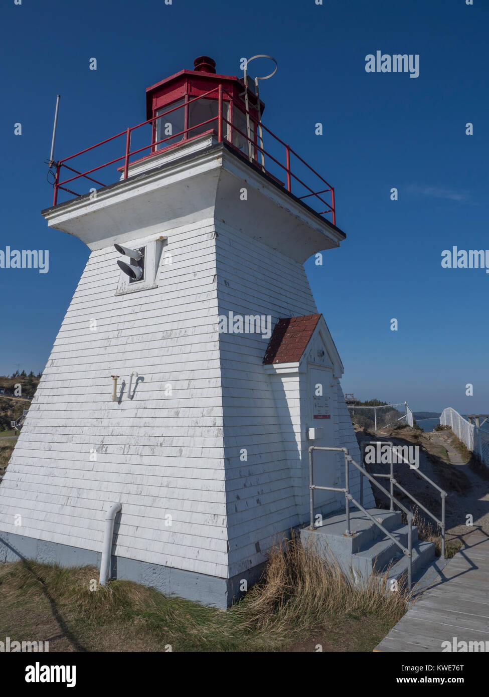 Lighthouse, Cape Enrage, Bay of Fundy, New Brunswick, Canada Stock ...