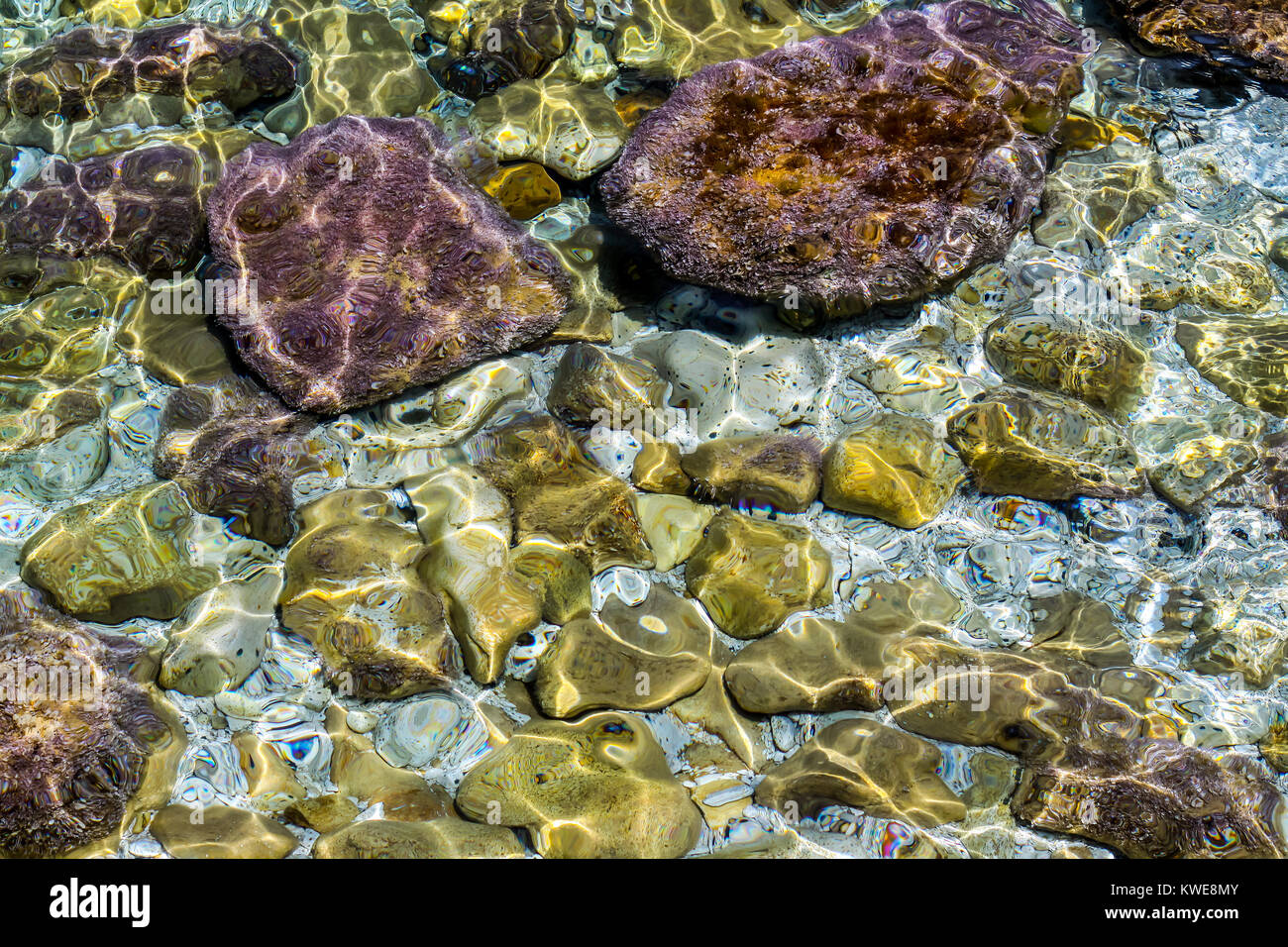 color stones on the seabed and small sea waves Stock Photo - Alamy