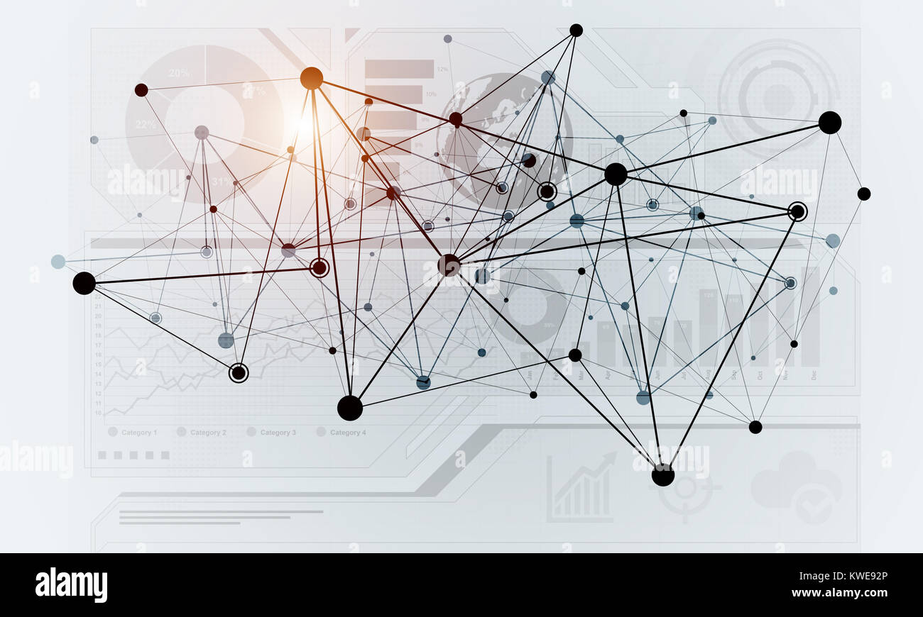 Lines and dots as networking idea drawn on white background Stock Photo ...