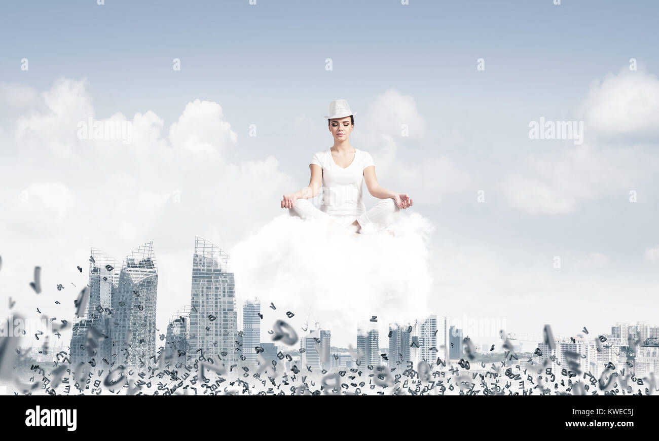 Young woman keeping mind conscious Stock Photo - Alamy