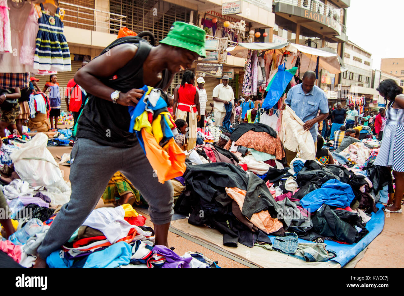 Sunday market stalls, Luwum Street, Kampala, Uganda Stock Photo - Alamy