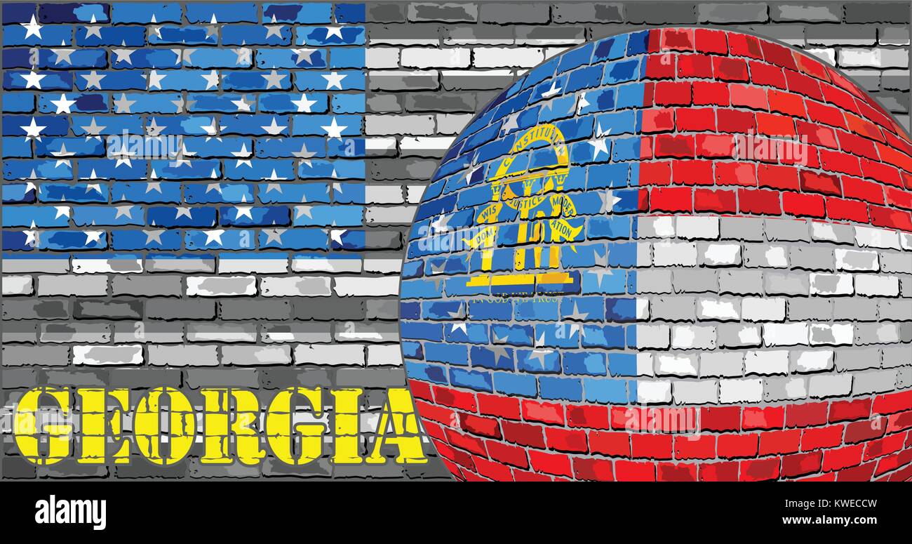 Georgia flag on the grey USA flag background - Illustration, Ball with ...
