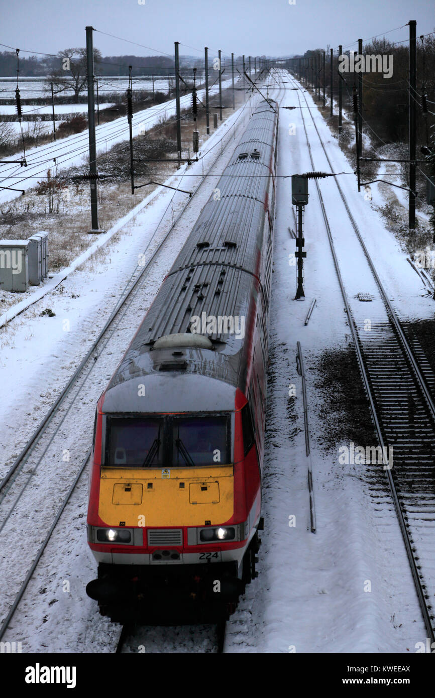 Winter Snow, Virgin Trains, East Coast Main Line Railway, Peterborough ...