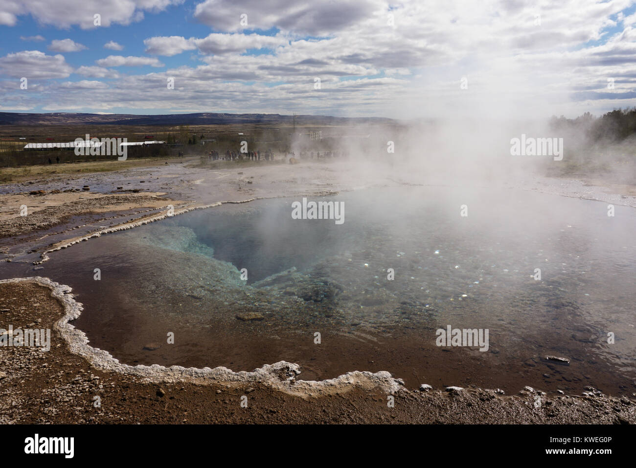 Hot spring in Geysir geothermal field in southwestern Iceland Stock ...