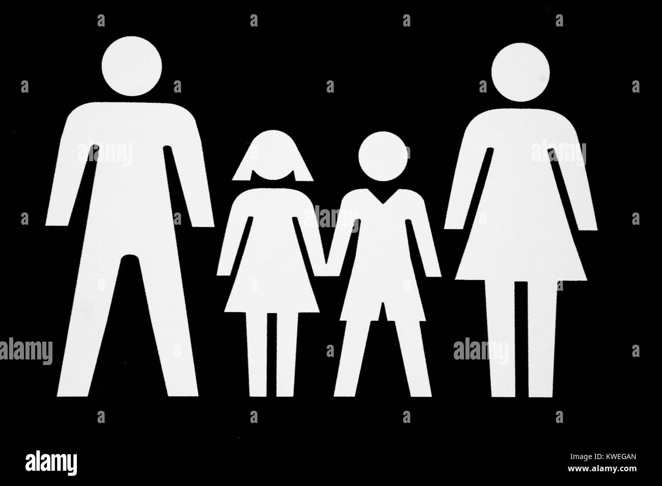 Family pictogram, parents with two children, father, mother, daughter ...