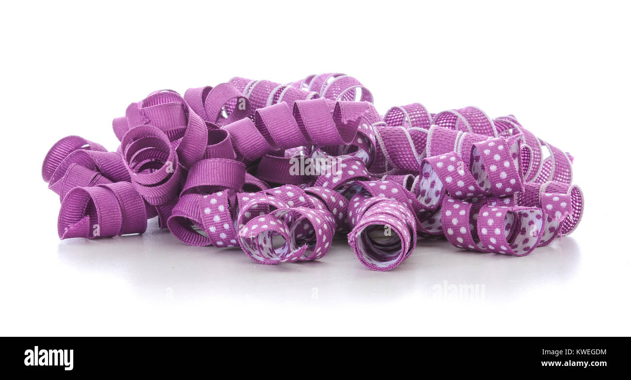 pile of curly purple ribbon isolated on white background Stock Photo ...