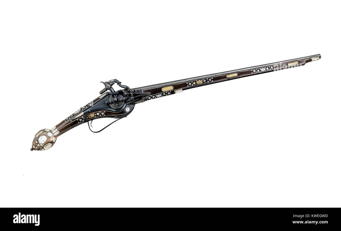 Ancient pistol or musket on a white background Stock Photo - Alamy