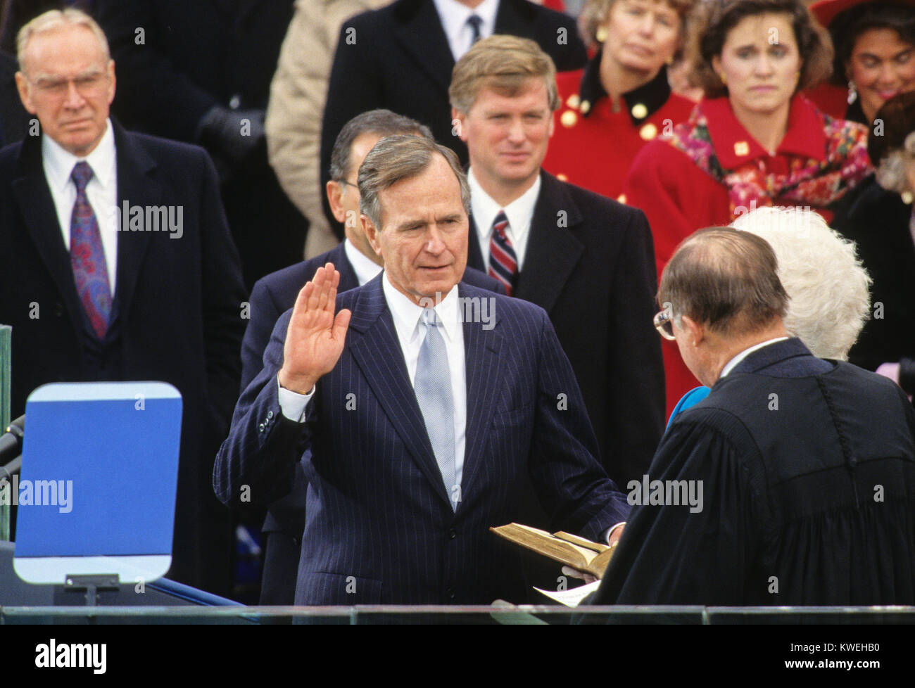 United States President George H.W. Bush is sworn-in as 41st President ...