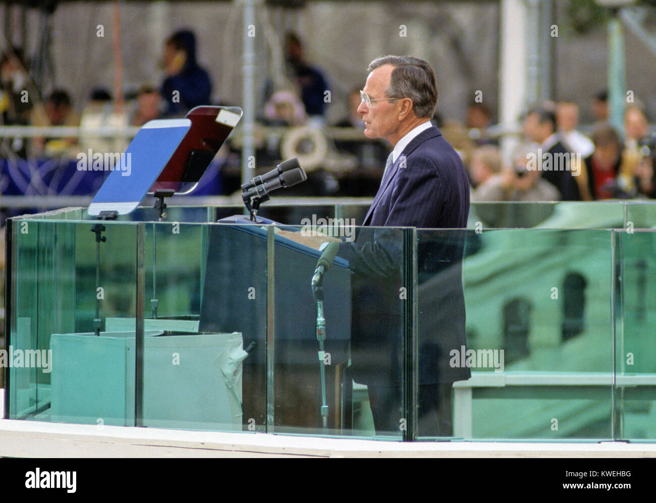 United States President George H.W. Bush delivers his Inaugural Address ...