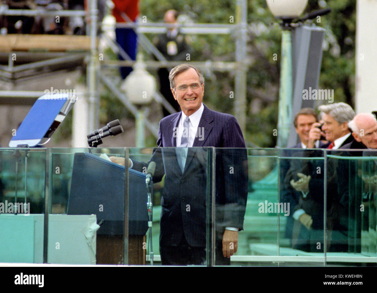 United States President George H.W. Bush prepares to deliver his ...