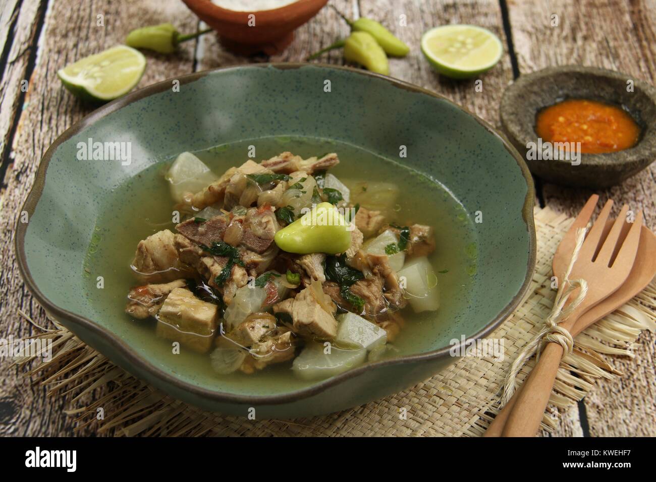 Soto Babi, the Balinese savoury soup with pork cubes and radish Stock ...