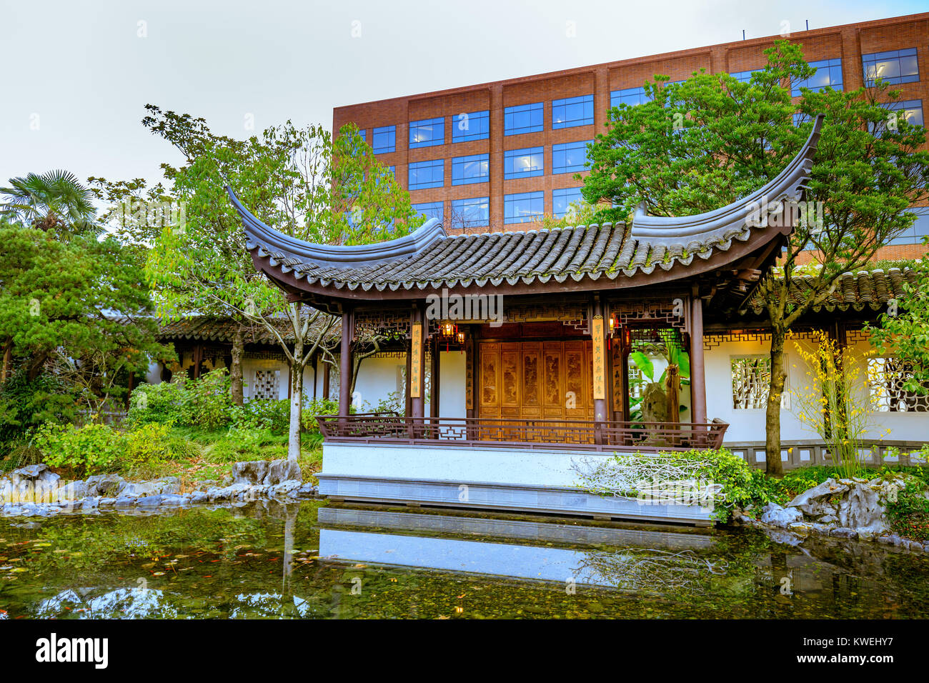 Portland, Oregon, United States - Dec 19, 2017 : The landmark Lan Su ...