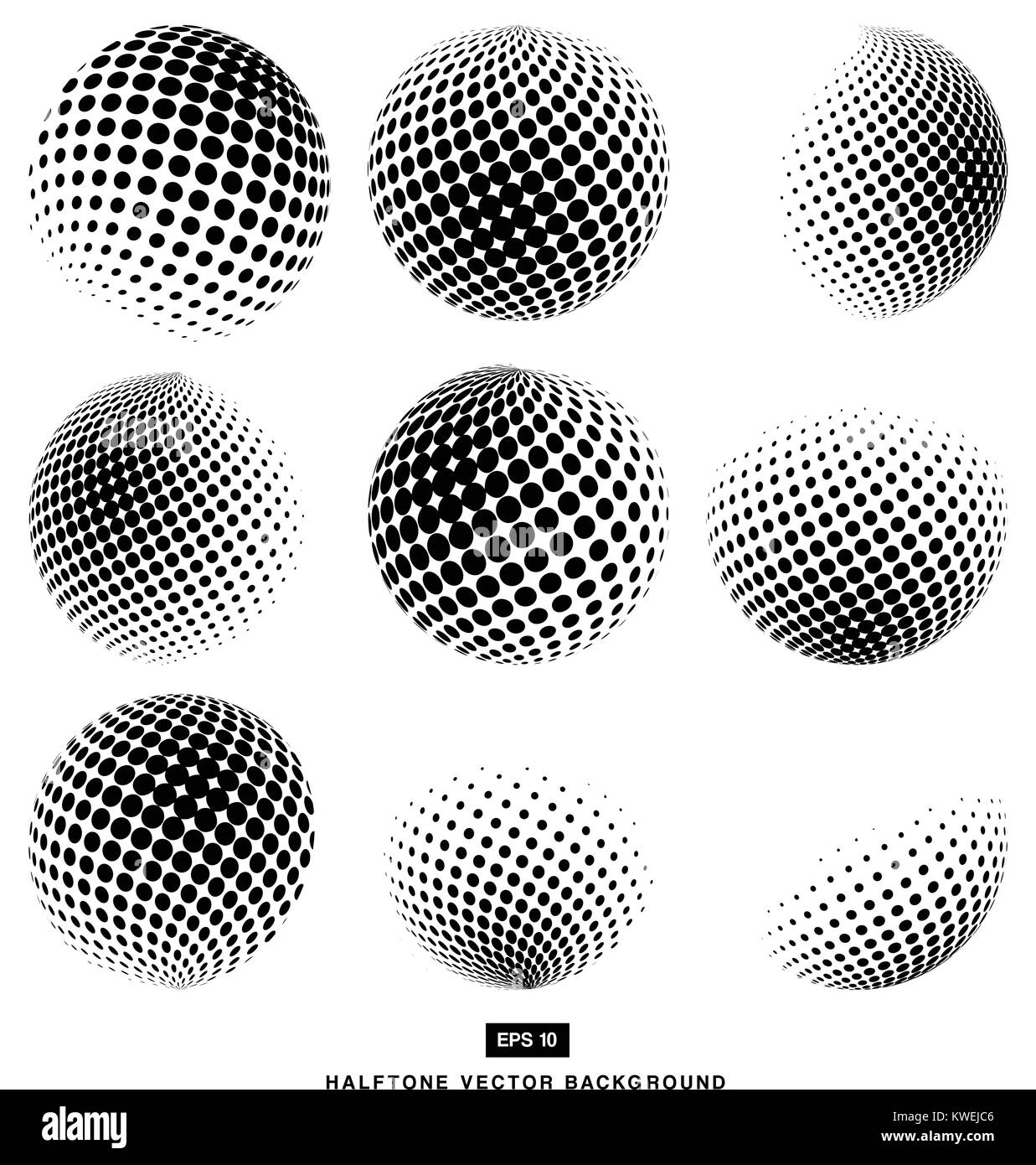 black and white Halftone Vectors Circle set of Isolated Modern Design ...