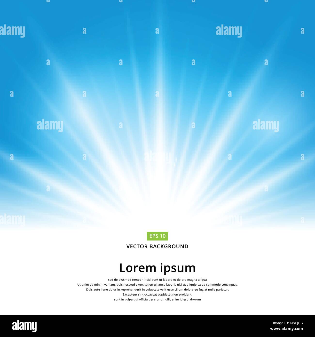 Vector sun light effect on blue background with copy space Stock Vector ...