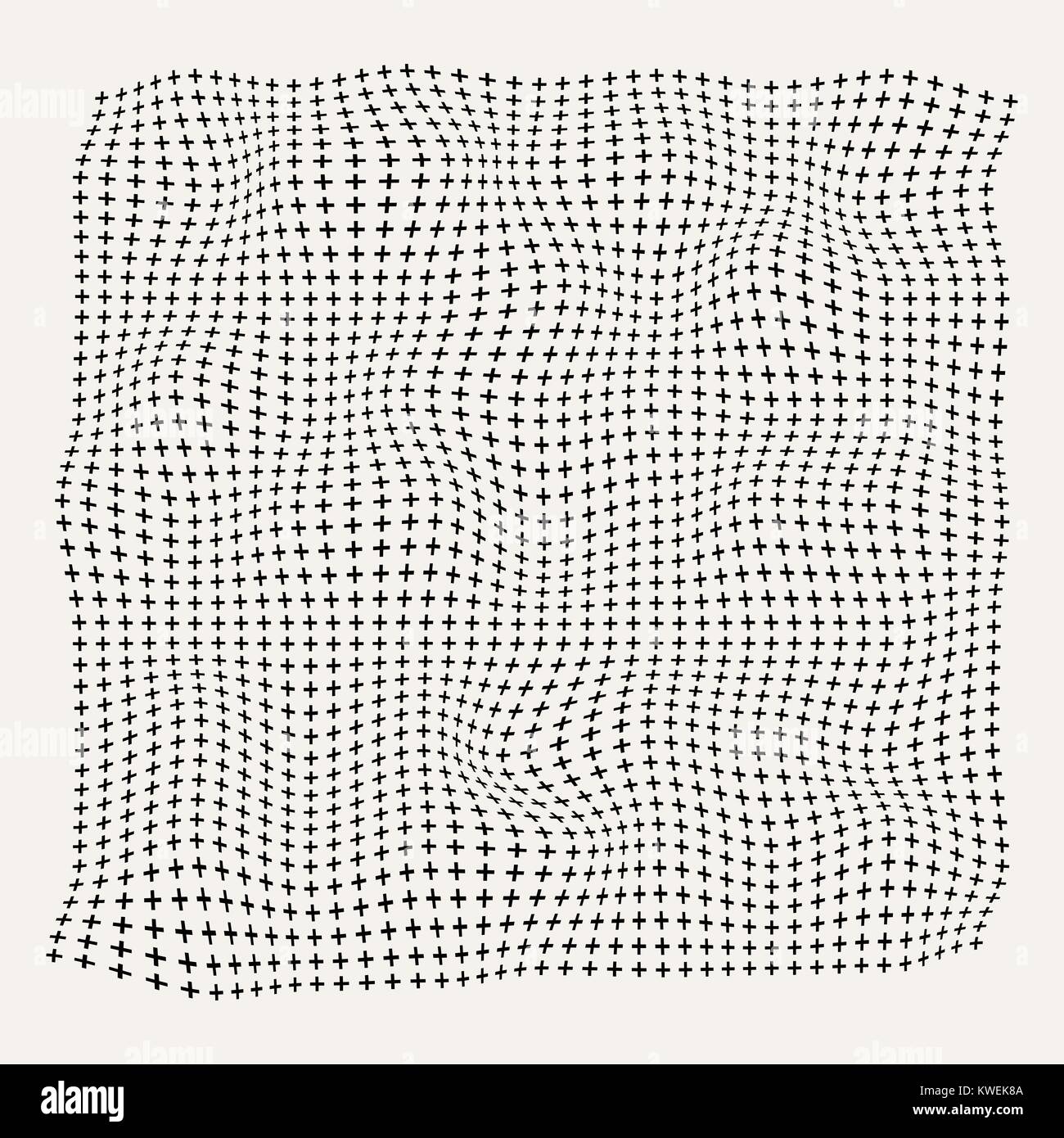 Halftone waves plus symbol pattern on old white background, rough ...