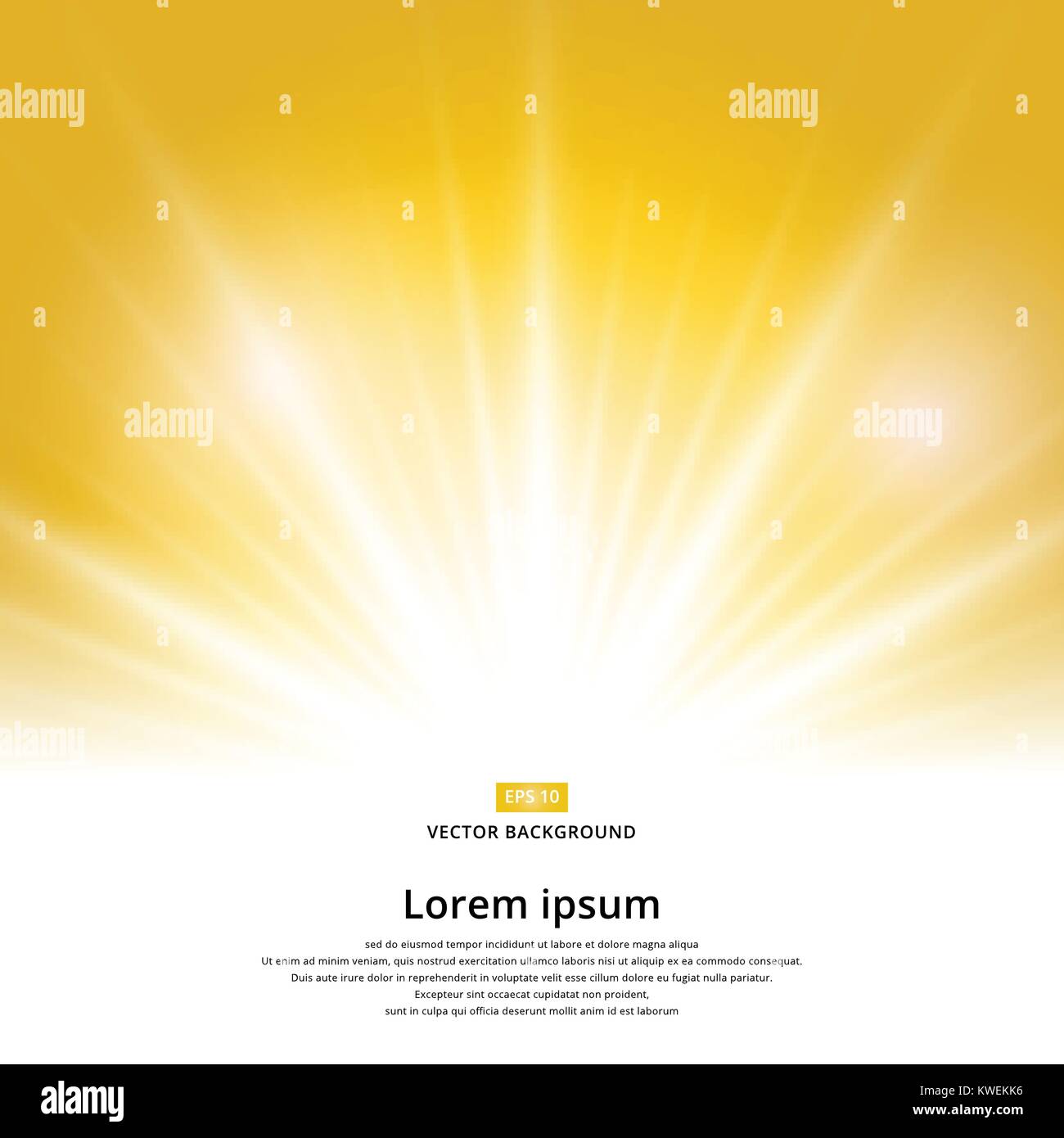 sunlight effect sparkle on yellow background with copy space. Abstract ...