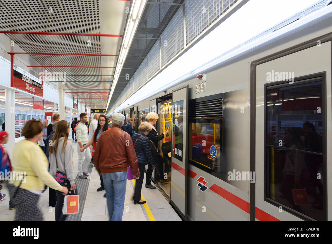 Wien, Vienna: opening day of the extension of subway line 1 to Oberlaa ...