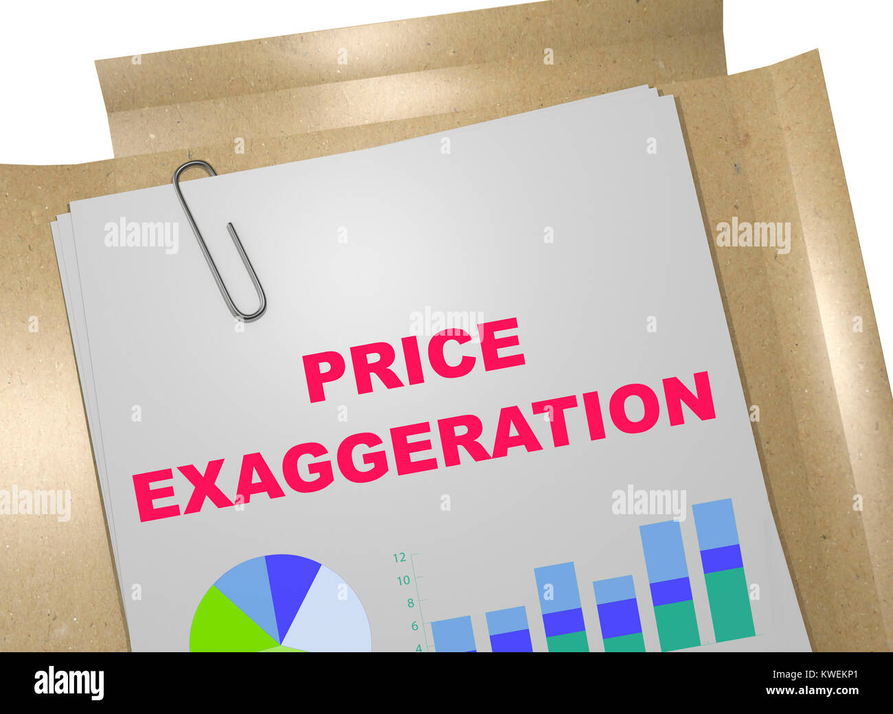 3D illustration of PRICE EXAGGERATION title on business document Stock ...