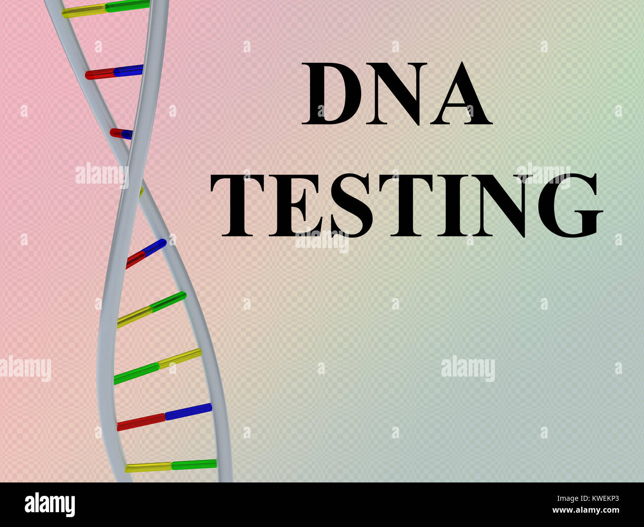 3D illustration of DNA TESTING script with double helix , isolated on ...
