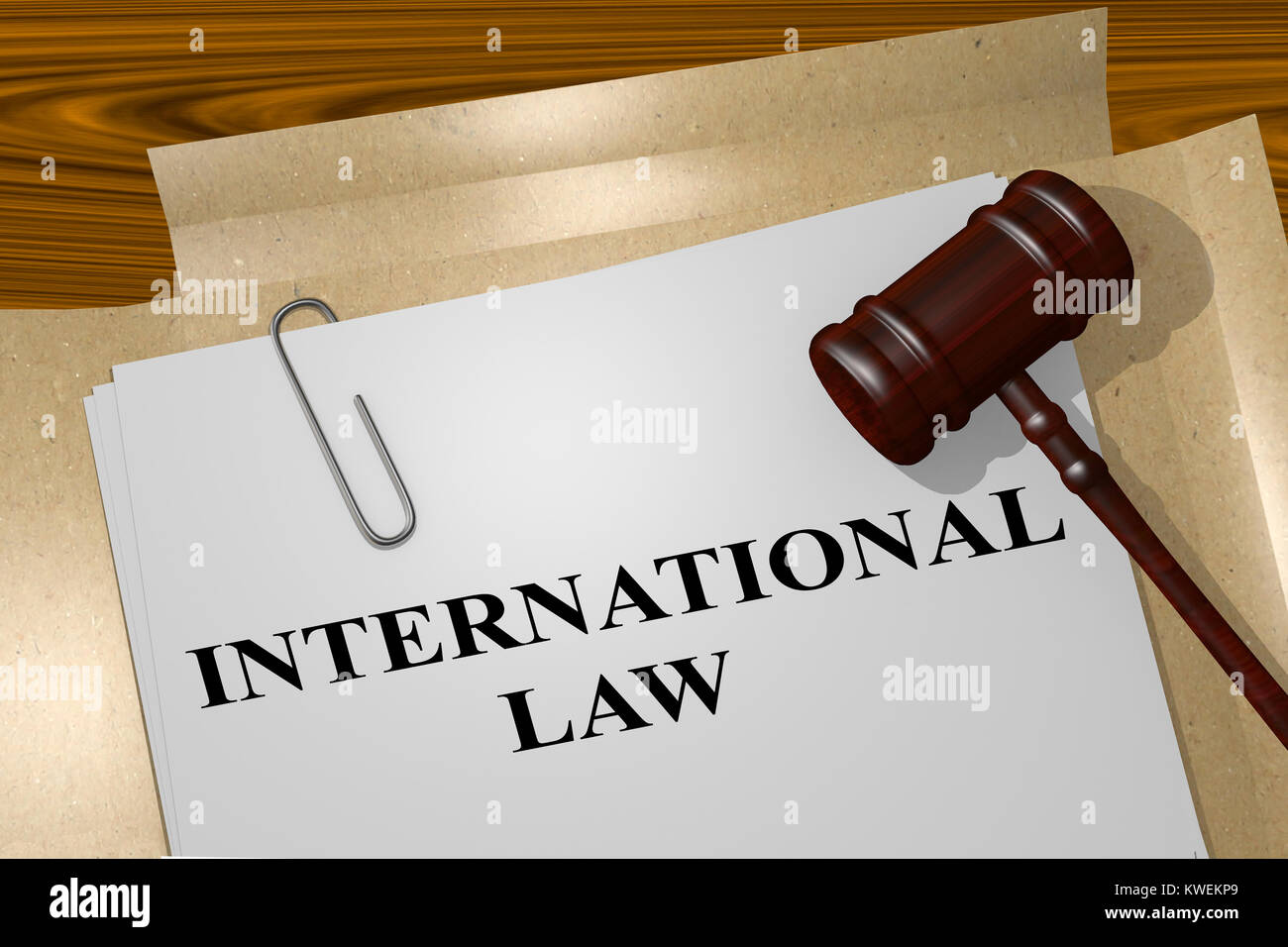 3D illustration of INTERNATIONAL LAW title on legal document Stock ...