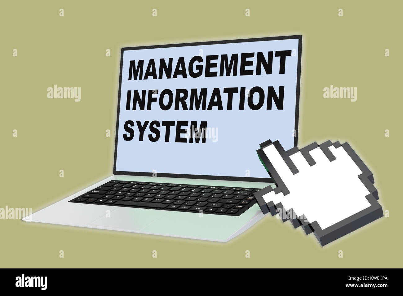 3D illustration of MANAGEMENT INFORMATION SYSTEM script with pointing ...