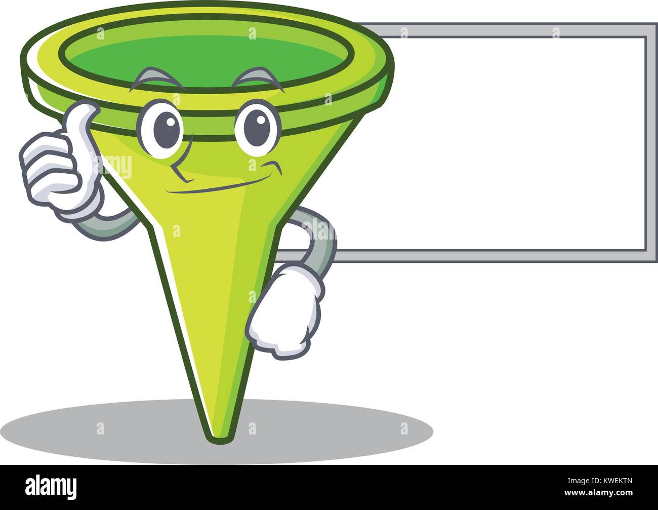 Thumbs up with board funnel character cartoon style Stock Vector Image ...