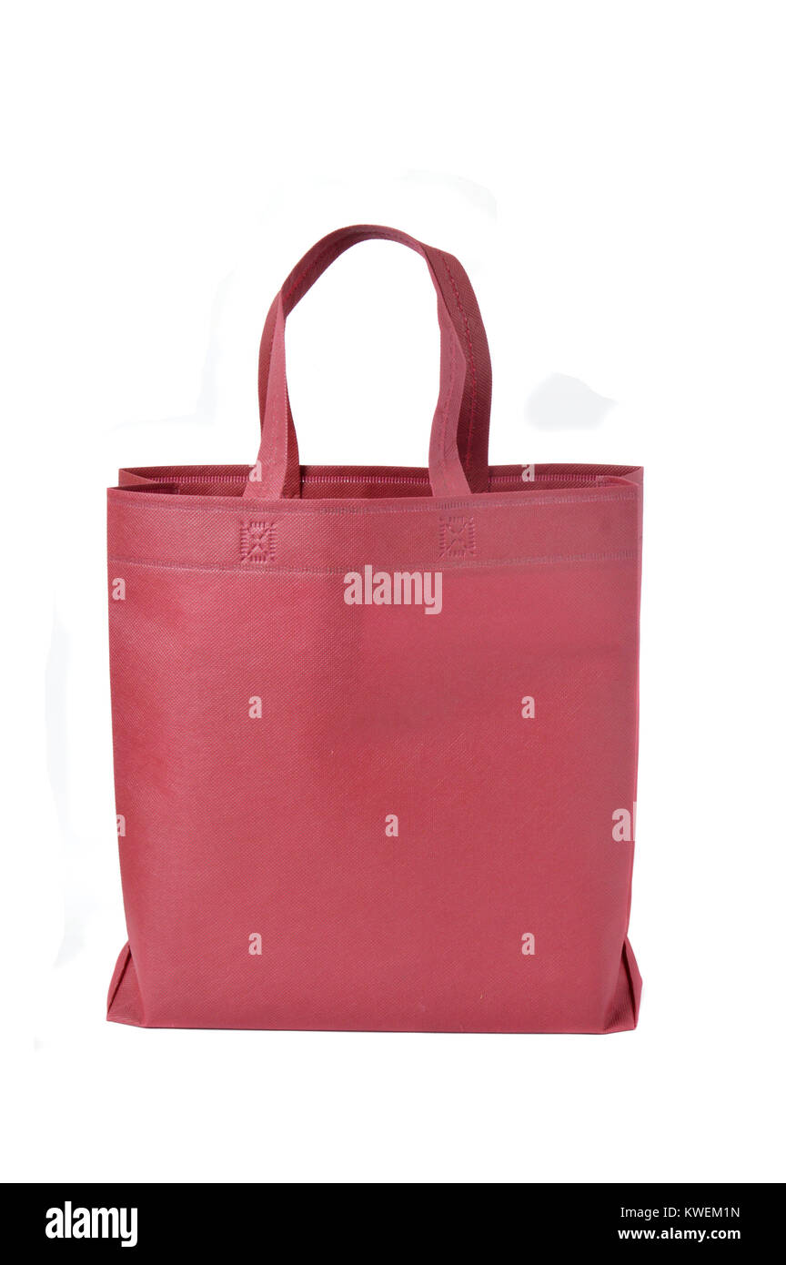 red cloth bag on white background Stock Photo - Alamy