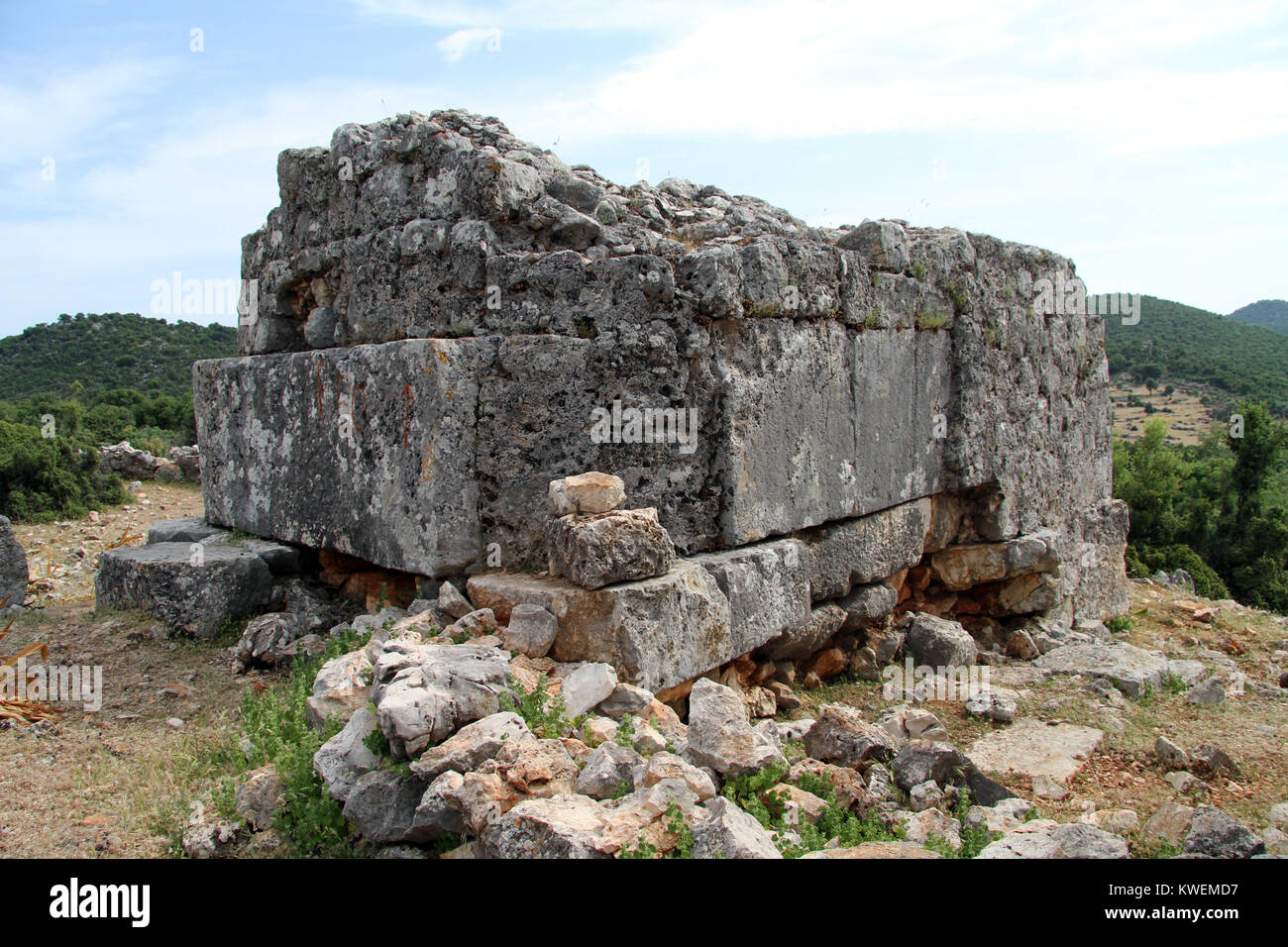 Grey stone sarcophagus in Apollonia, Turkey Stock Photo - Alamy