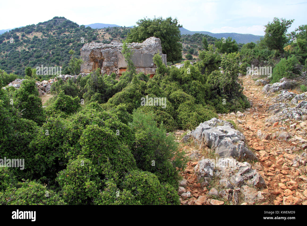 Lycian way near old sarcophagus in Apollonia, Turkey Stock Photo - Alamy