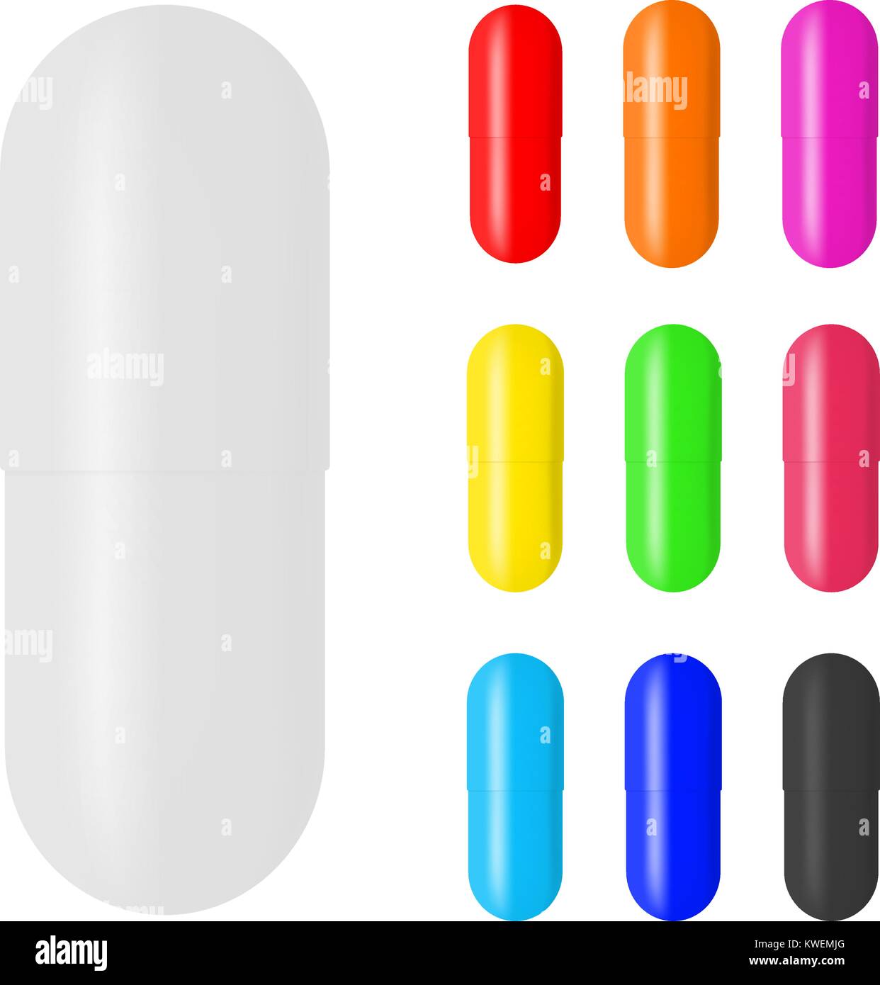 Collection of one color pills. Medical drugs set Stock Vector Image ...