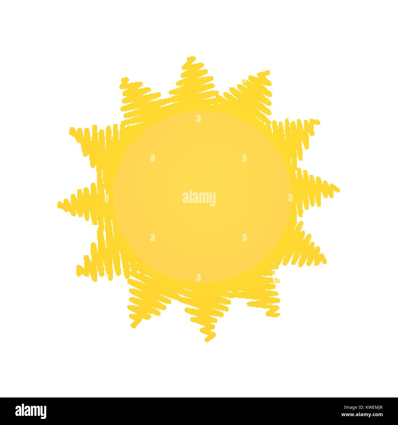 Simple outlined yellow sun doodle icon illustration Stock Vector Image ...