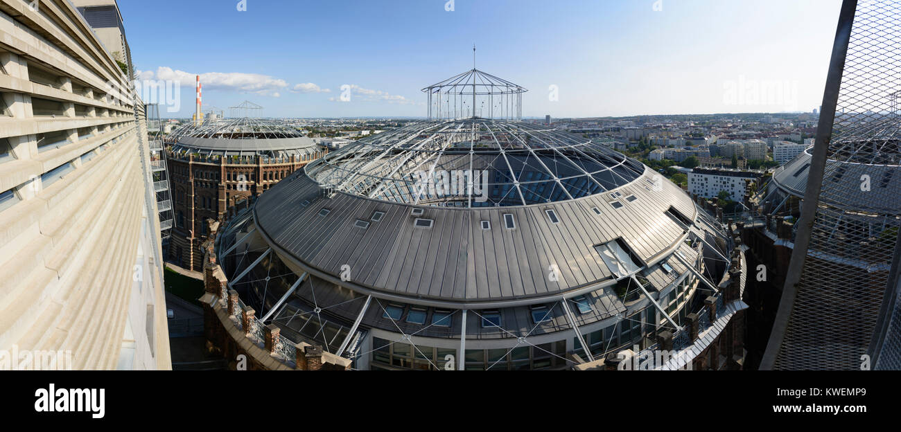Wien, Vienna: Gasometer City, view to Gaswerk Simmering gas works, 11 ...