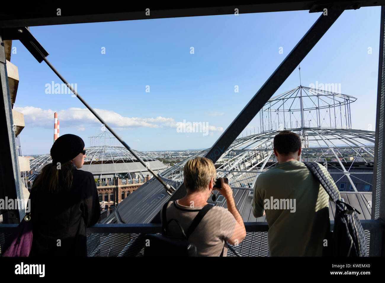 Wien, Vienna: Gasometer City, view to Gaswerk Simmering gas works ...