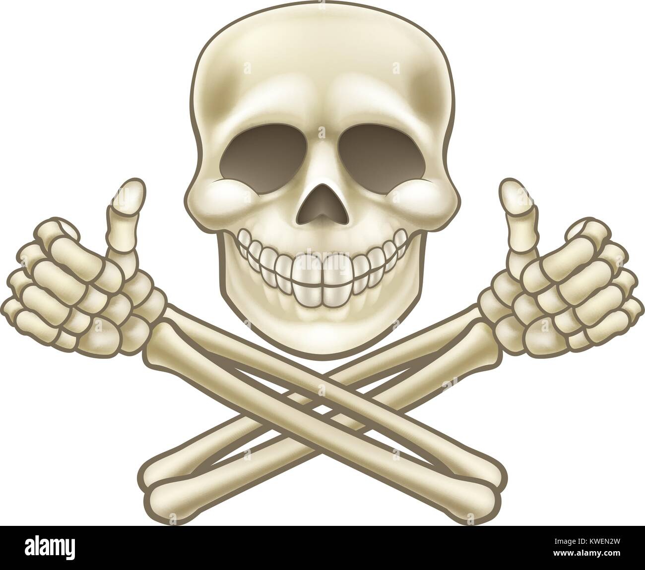 Cartoon Skull and Crossbones Pirate Thumbs Up Stock Vector Image & Art ...