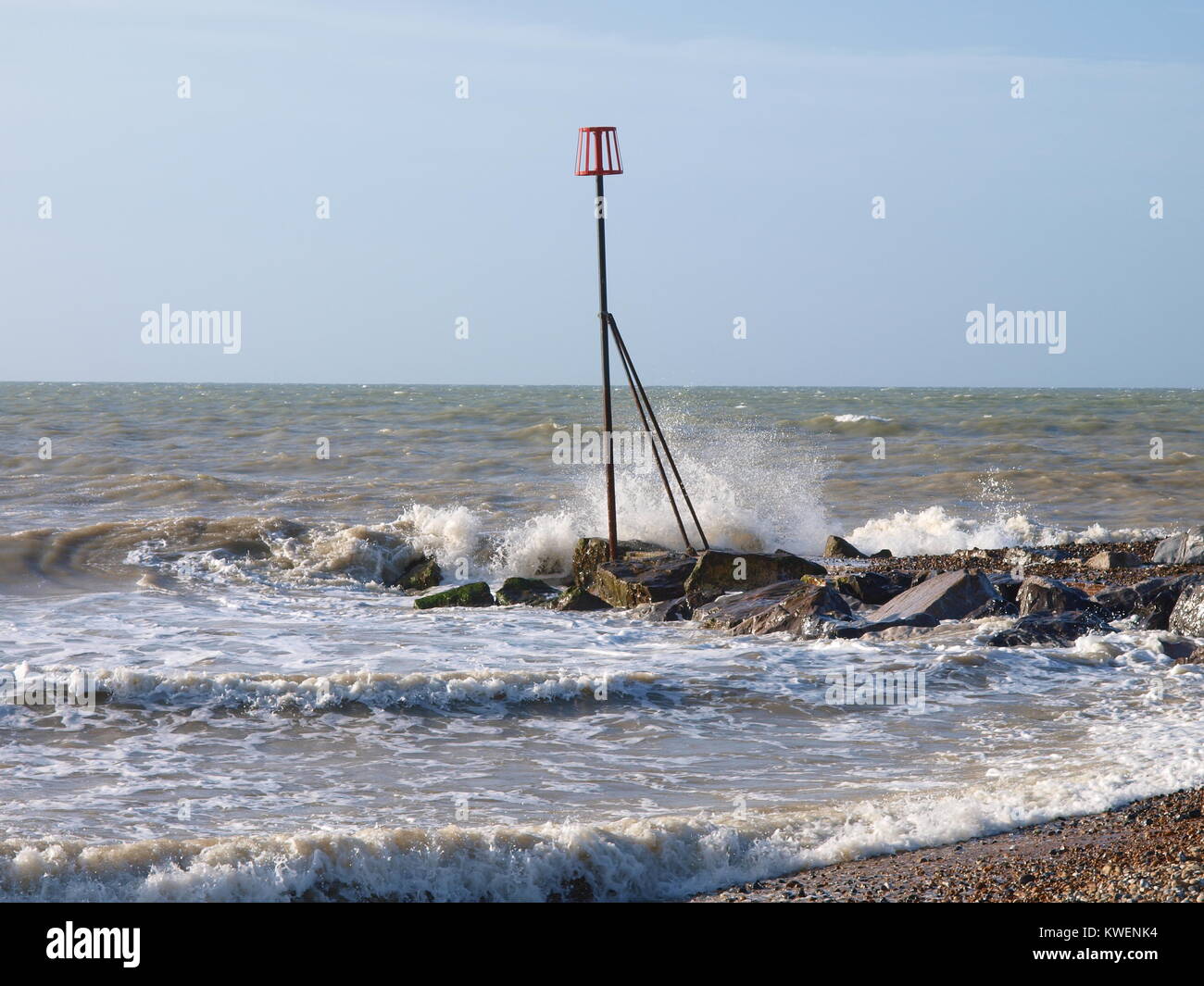 Storm outlet at high tide Stock Photo - Alamy
