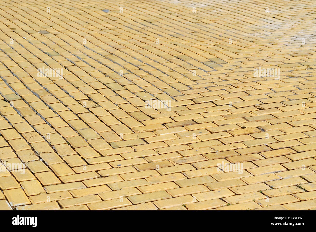 Symbolic yellow cobblestone. City street in Sofia, Bulgaria Stock Photo ...