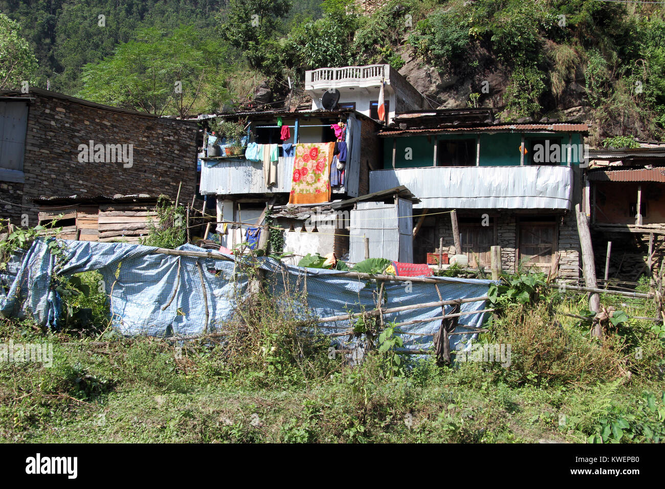 Old houses in Nepal village Stock Photo - Alamy