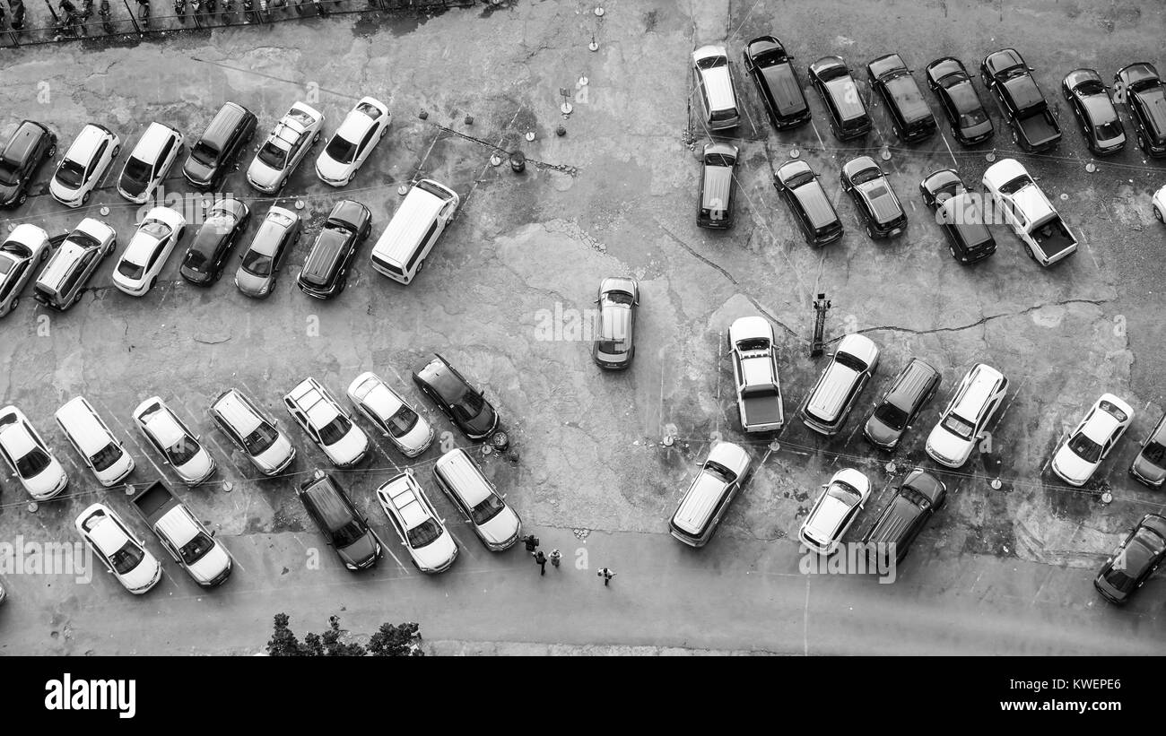 Cars beautifully aligned in the parking lot Stock Photo - Alamy