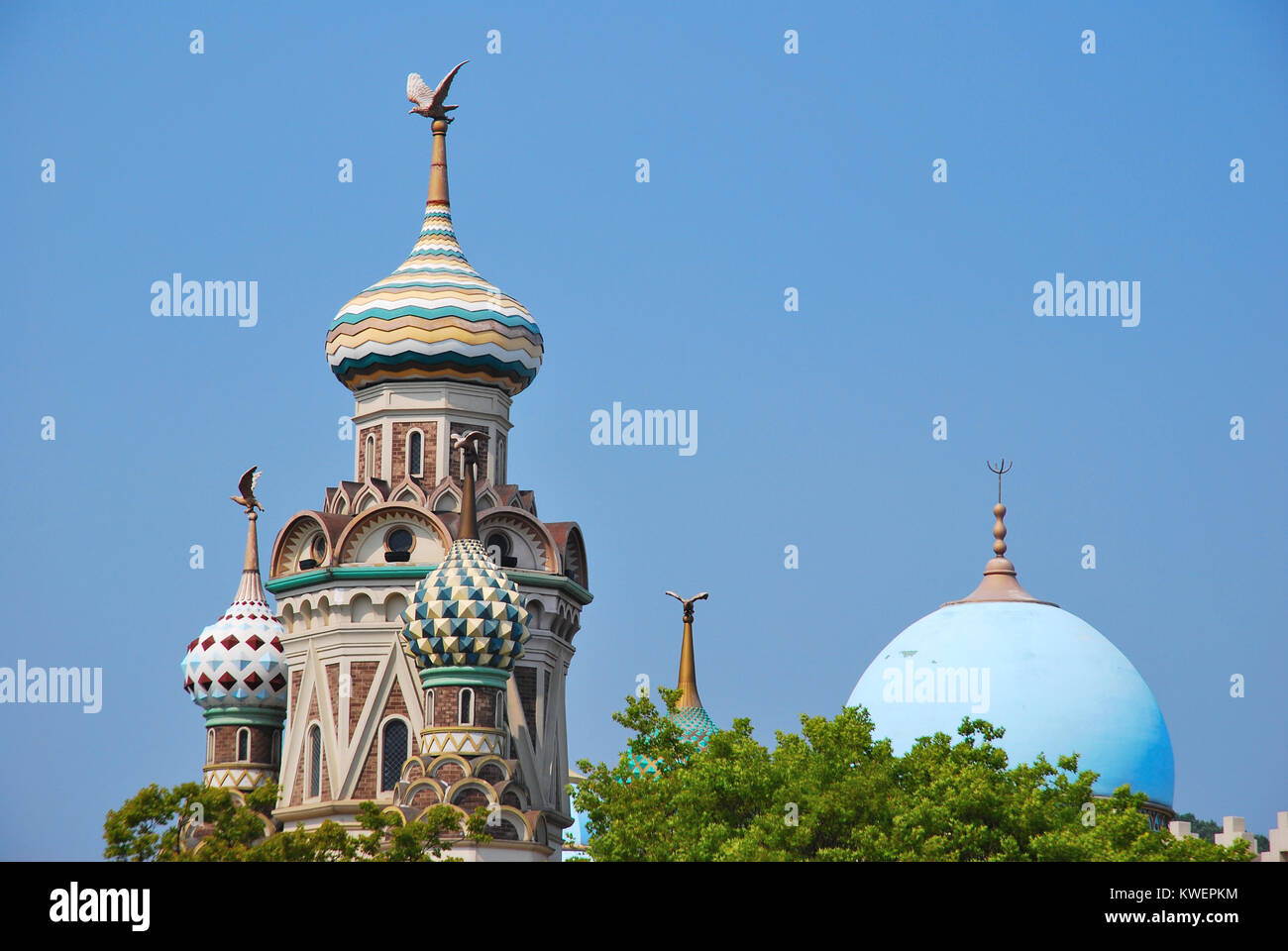Unique roof architecture of Persian or Indian style castles in a ...