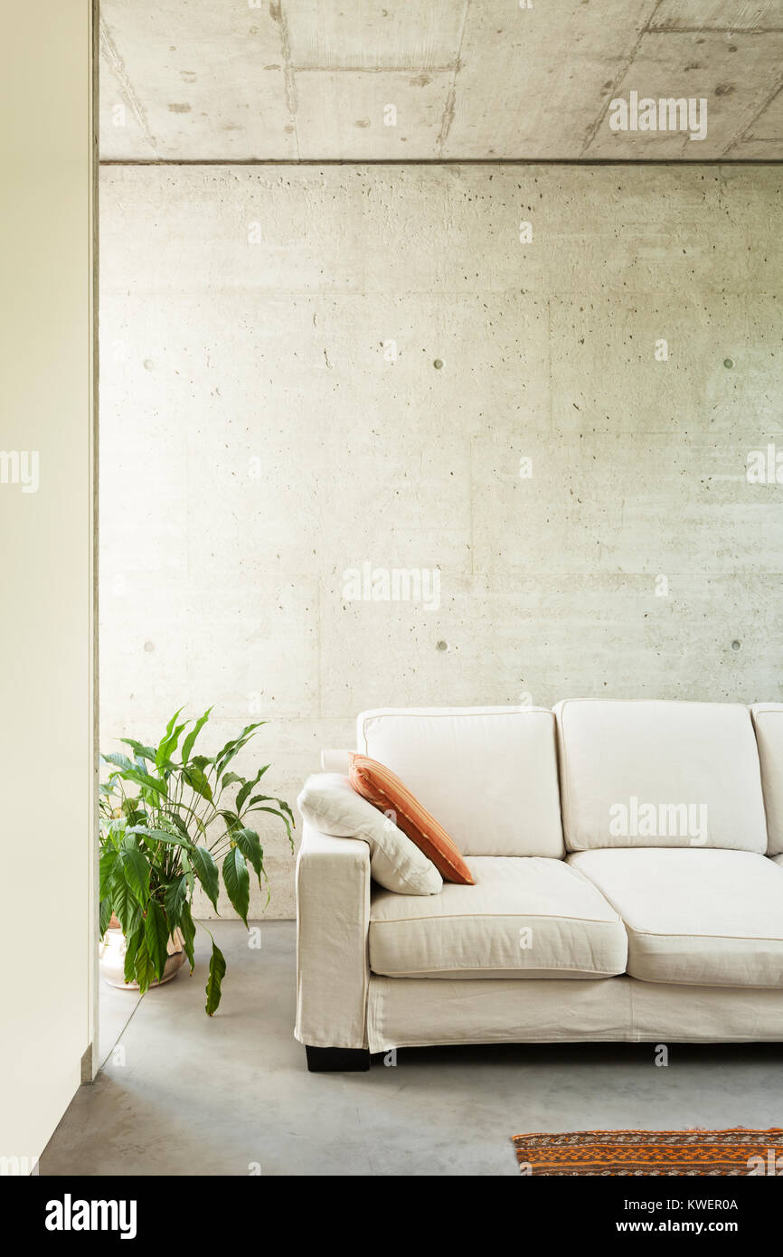 beautiful modern house in cement, interiors, detail divan Stock Photo ...
