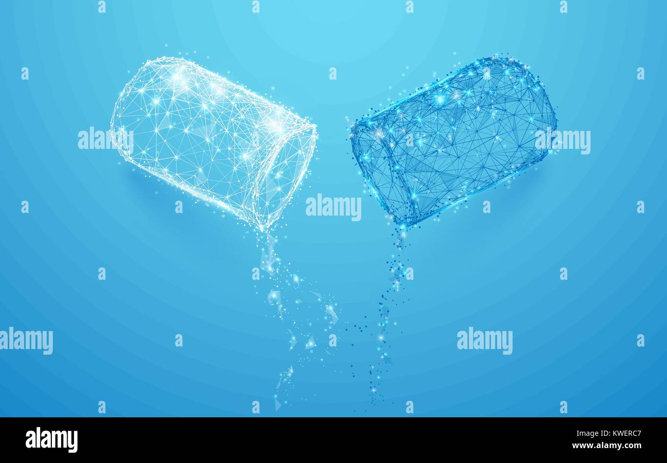 Abstract opened capsule form lines and triangles, point connecting ...