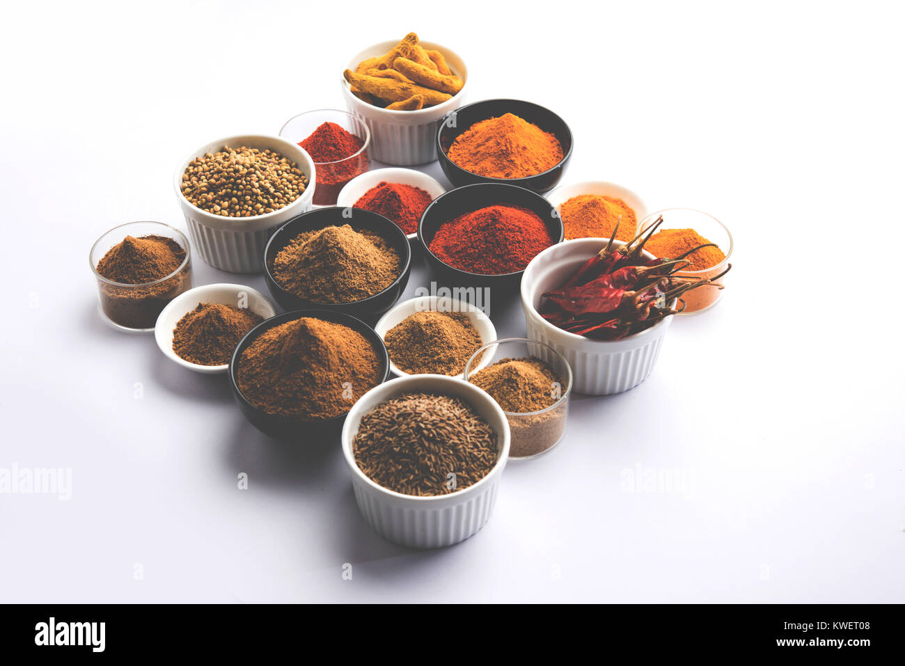 Indian colourful spices. Group photo of four basic Indian spices like ...
