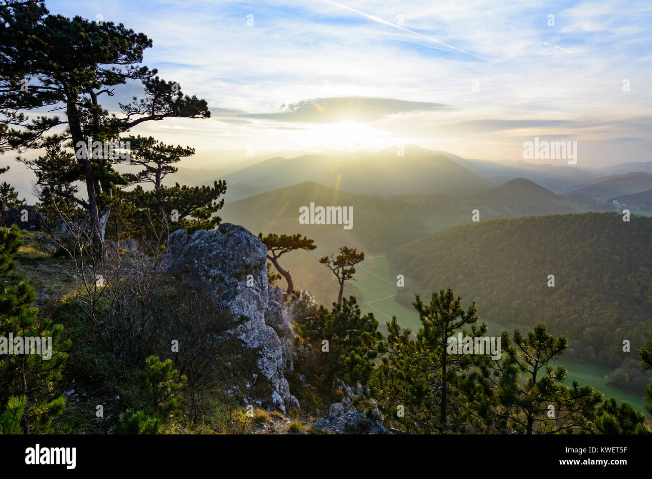 Weissenbach an der Triesting: view from mount mountain Peilstein to ...