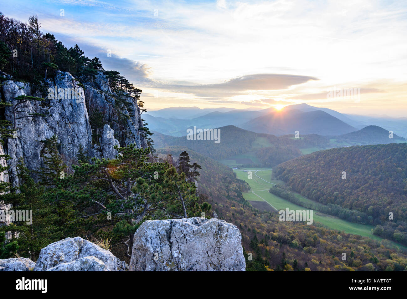 Weissenbach an der Triesting: view from mount mountain Peilstein to ...