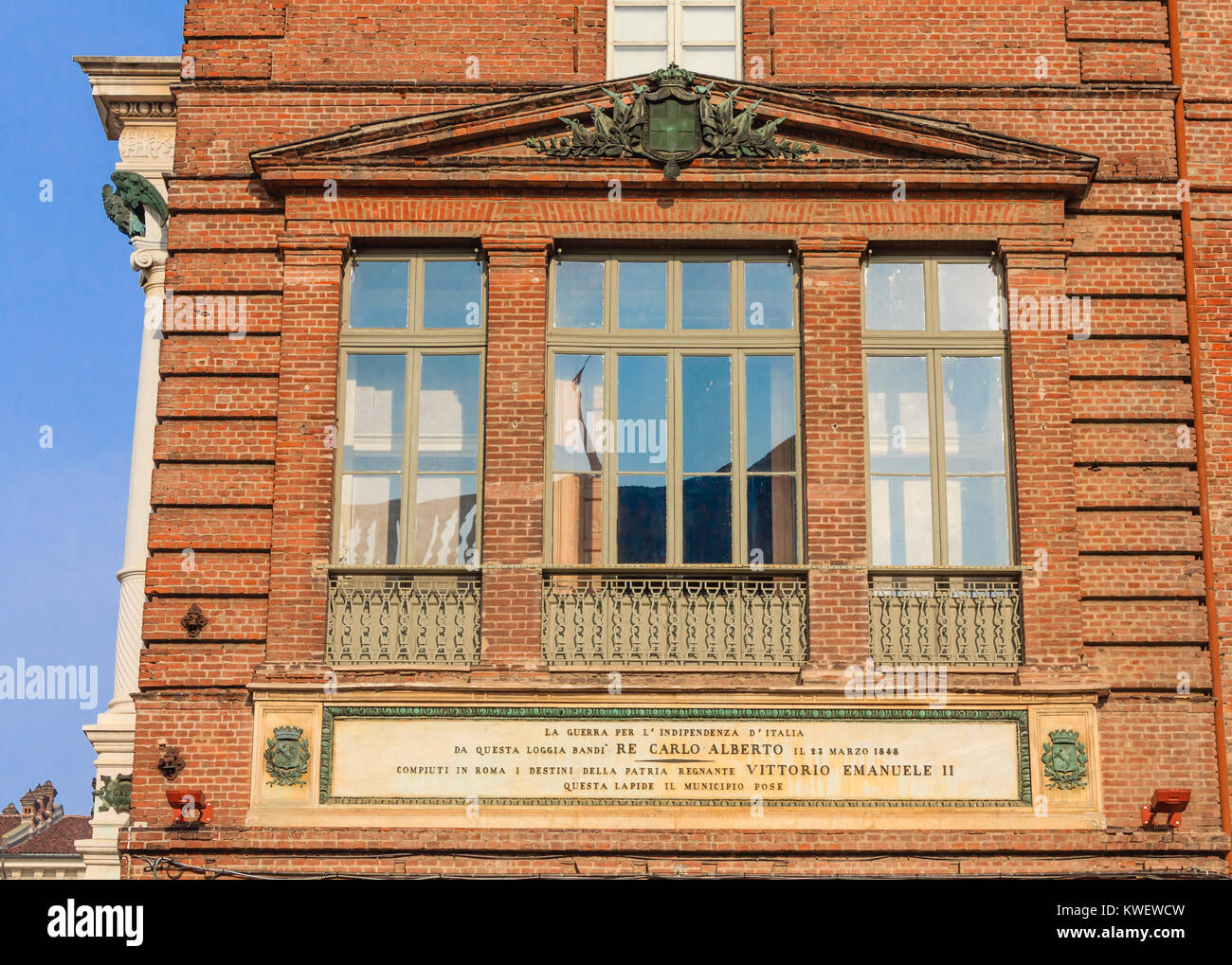 TURIN / PIEDMONT / ITALY / January 2017.Loggia of the royal palace from ...