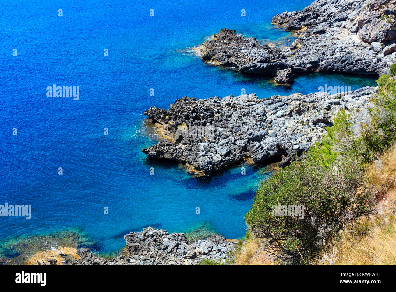 Beautiful Tyrrhenian sea coastline landscape. Not far from Sapri ...