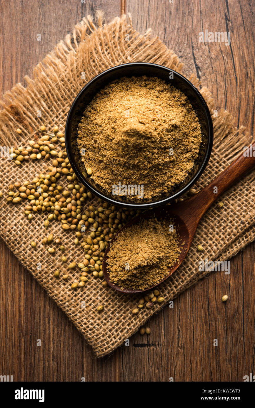 Indian spice coriander powder heap, selective focus Stock Photo - Alamy