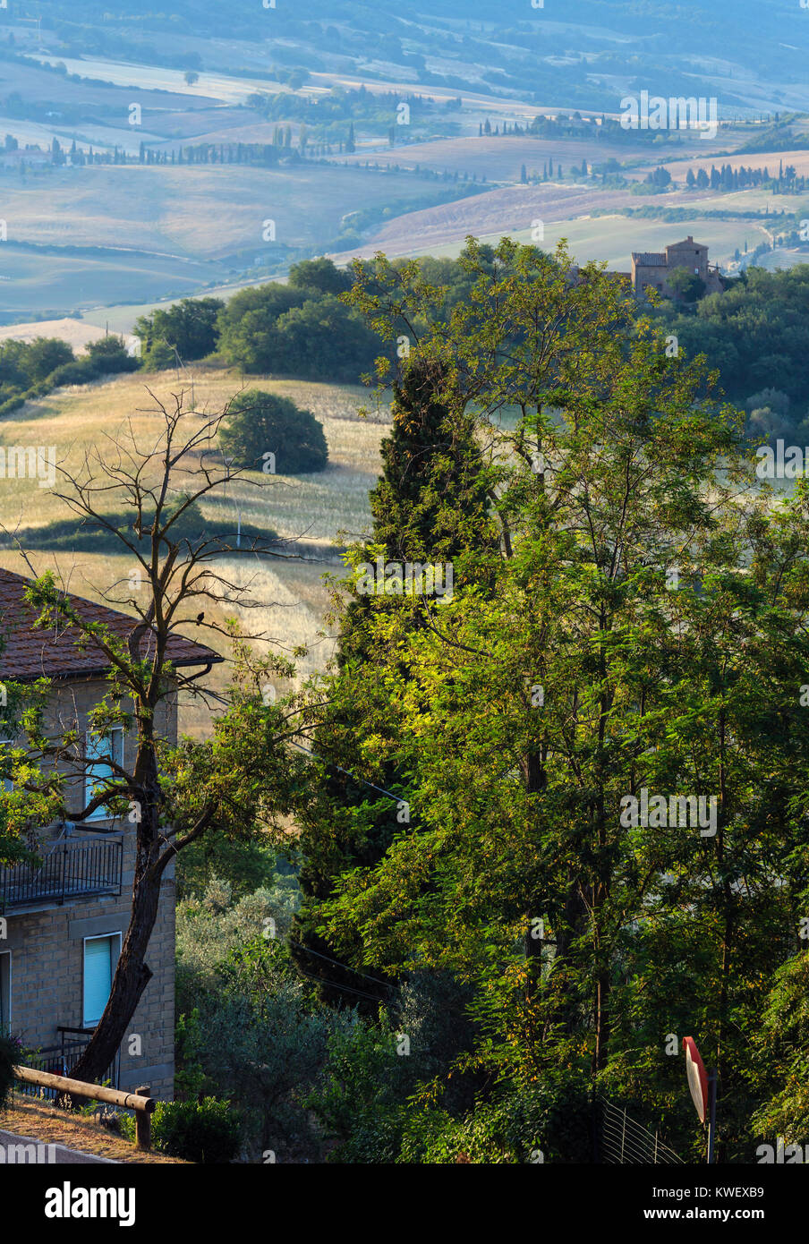 Summer countryside view from Pienza italian medieval village, Val d ...