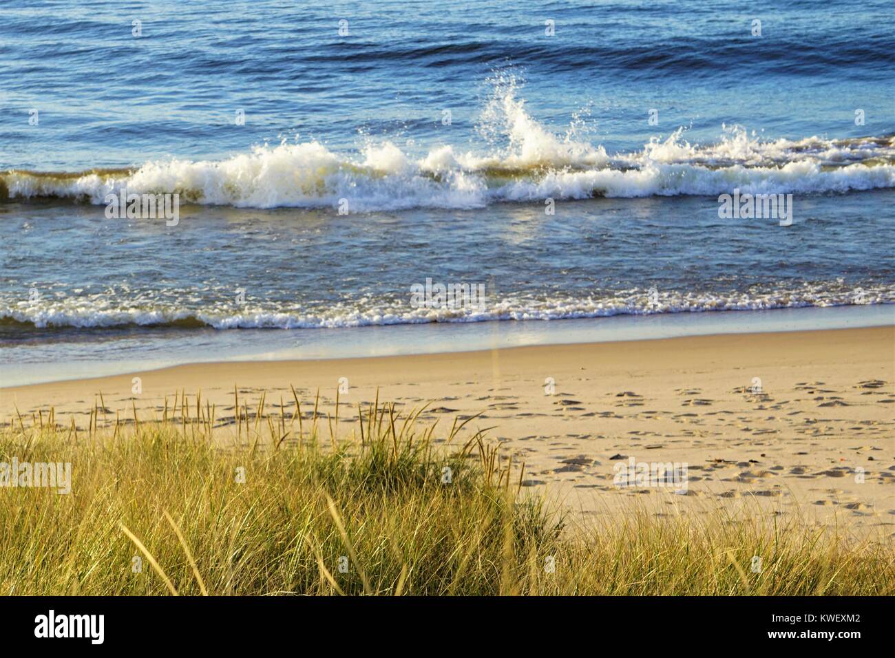 Waves at the Beach in Autumn Stock Photo - Alamy
