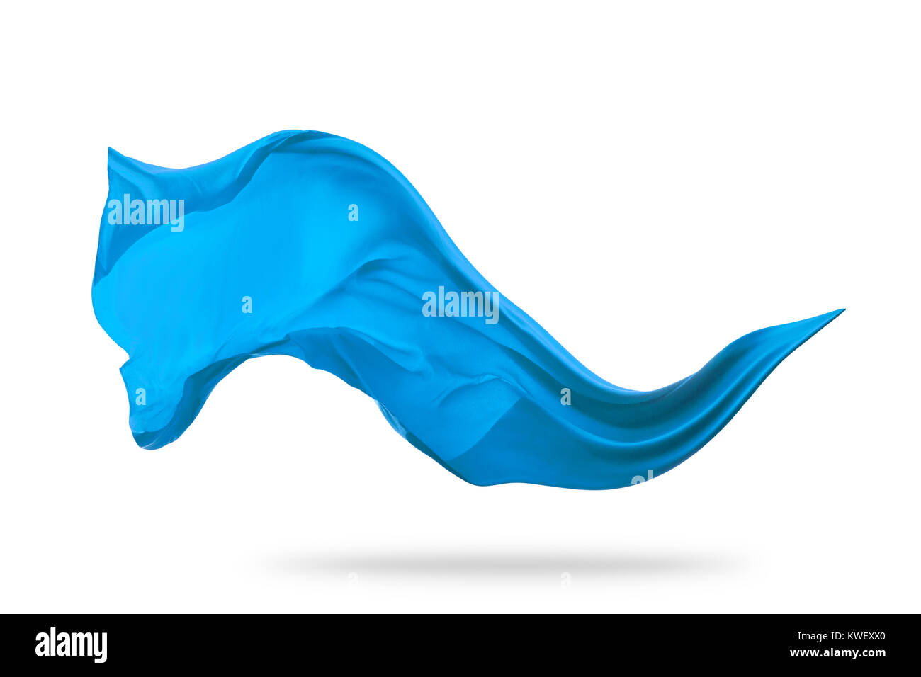 Smooth elegant blue transparent cloth separated on white background ...